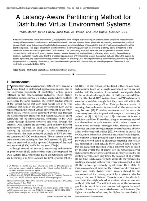pdf a latency aware partitioning method for distributed virtual environment systems