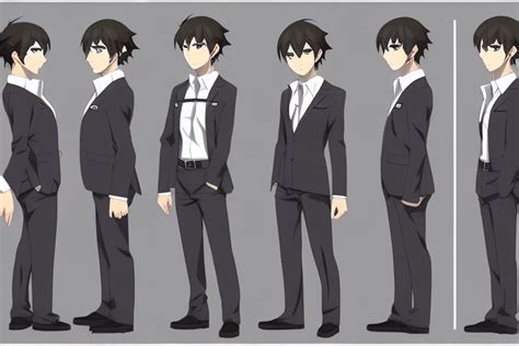 Anime Male Character Turnaround Chart In APose Creative Fabrica