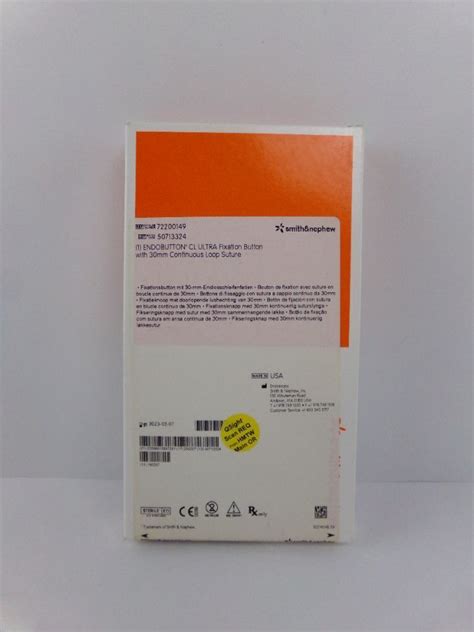 New Smith And Nephew 72200149 Endobutton Cl Ultra Fixation Button W 30mm Continuous Loop Suture
