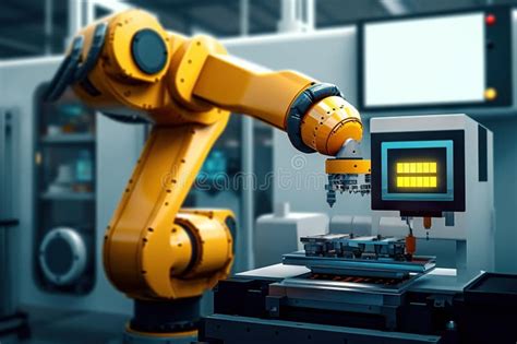 Smart Industrial Automation Advanced Robotic Arm In Modern Factory Created With Generative AI