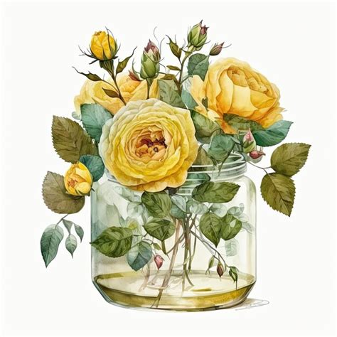 Premium Photo Yellow Rose Flowers Illustration AI Generative