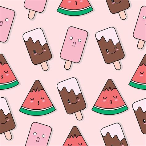 Cute Ice Cream Seamless Pattern 12142055 Vector Art At Vecteezy