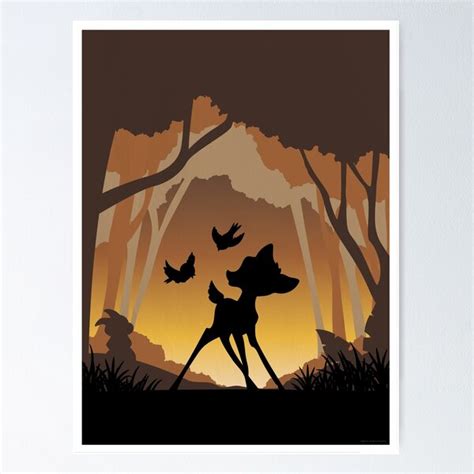 Bambi Minimal Poster Poster By Manonpradier Redbubble