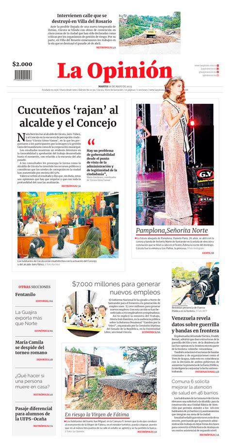 Portada Del Martes 16 De Mayo De 2023