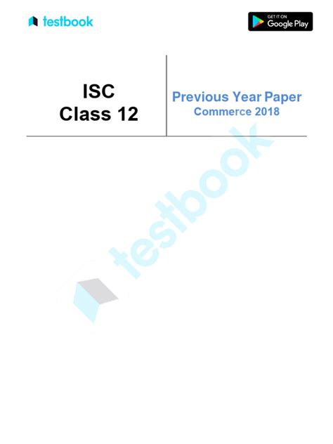Isc Class 12 Commerce Official Paper Held In 2018 Pdf Business Economies