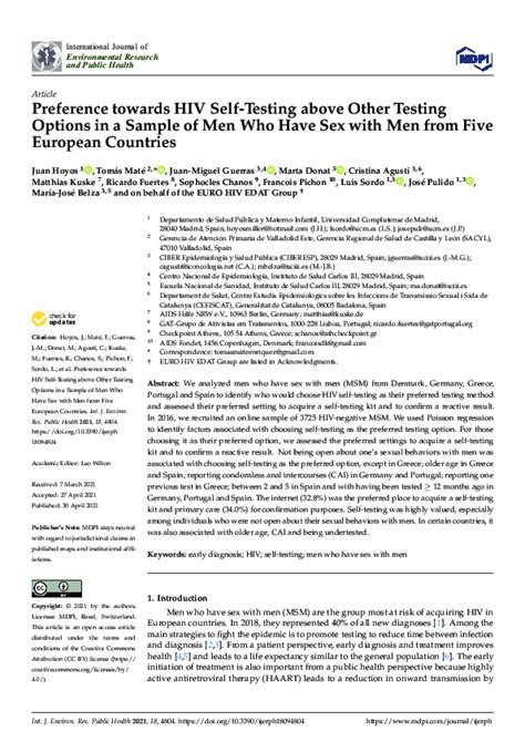 Pdf Preference Towards Hiv Self Testing Above Other Testing Options In A Sample Of Men Who