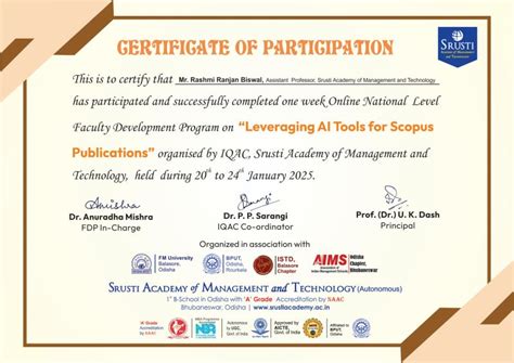 Rashmi Ranjan Biswal On Linkedin Research Fdp Scopus Srustiacademy Academicgrowth