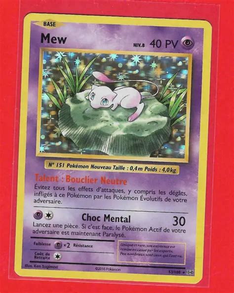 RARE CARTE POKÉMON Mew Holographique 53 108 XY12 XY Evolution FR