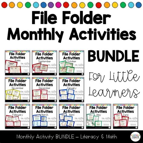 File Folder Monthly Activities Bundle For Kindergarten Kindergarten Chaos