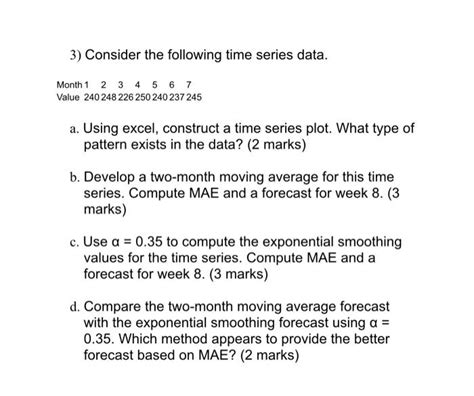 Solved 3 Consider The Following Time Series Data Value