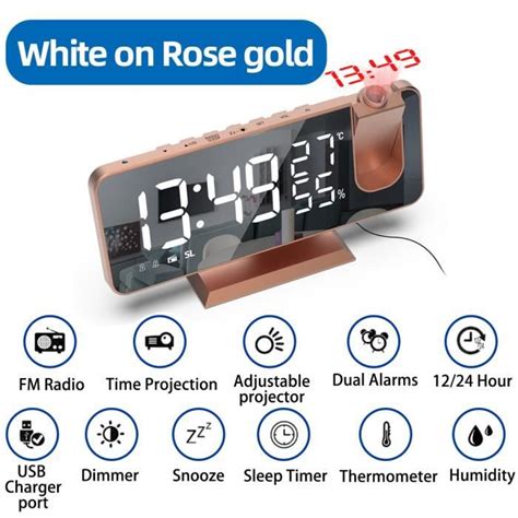 Réveil À Projection Numérique Led Horloge Électronique Avec Projection Radio Fm Projecteur