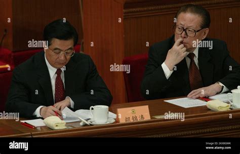 Chinese President Hu Jintao And Former President Jiang Zemin Attend