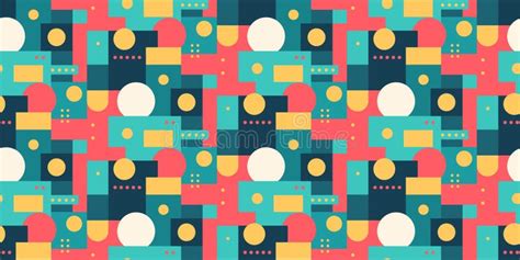 Abstract Geometric Seamless Pattern With Simple Minimalistic Shapes