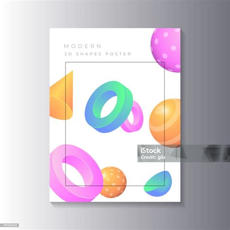전단지 표지 브로셔 배너 디자인에 적용 3d 기하학적 모양 그라데이션 색상현대 포스터 템플릿 0명에 대한 스톡 벡터 아트 및 기타 이미지 Istock