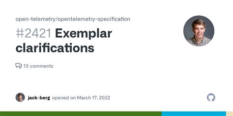 Exemplar Clarifications · Issue 2421 · Open Telemetryopentelemetry