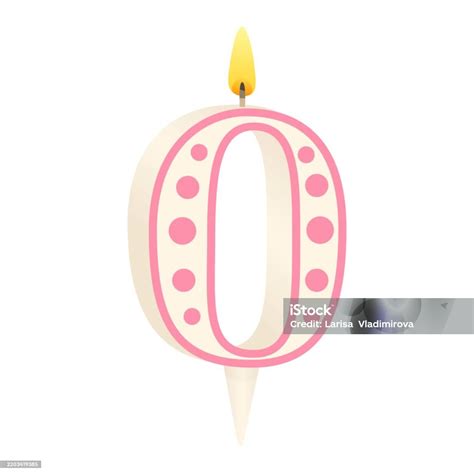 불이 붙은 필리가 있는 숫자 0 형태의 케이크 양초 기념일 축하 행사 생일 파티 축제 장식 흰색 배경에 고립 된 벡터 그림입니다 개체 그룹에 대한 스톡 벡터 아트 및 기타