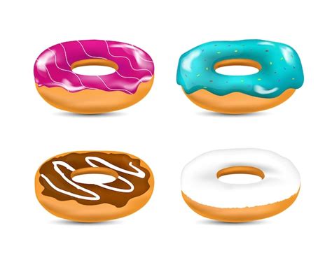 Design De Vetor De Ilustração De Bolo De Rosquinha Colorida Realista