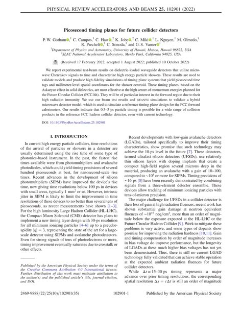 Pdf Picosecond Timing Planes For Future Collider Detectors