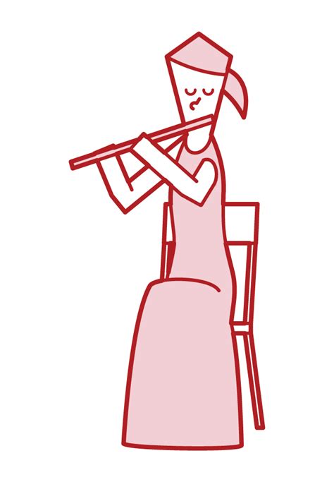 플루트를 연주하는 사람 여성의 그림 무료 일러스트 소재집 Kukukeke