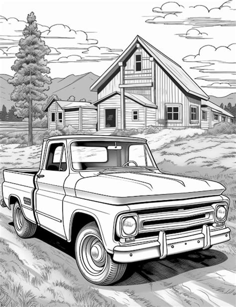 Premium Photo Coloring Pages Of Old Trucks Old Truck Coloring Pages Generative Ai