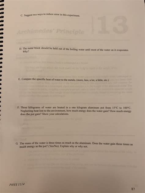 solved 112 specific heat objective to determine the specific heat