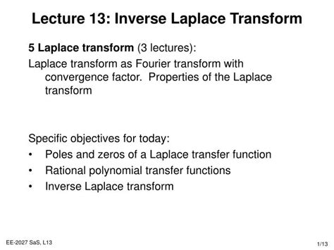 PPT Lecture Inverse Laplace Transform PowerPoint Presentation Free Download ID
