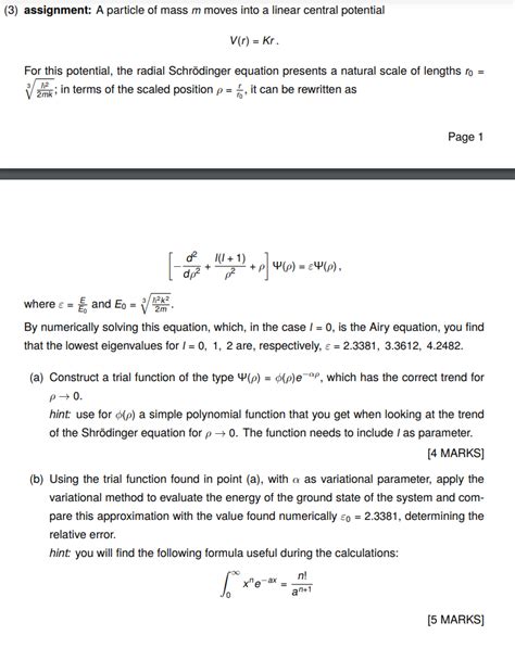 Solved Do Part B The Trial Wavefunction Is Rho L1