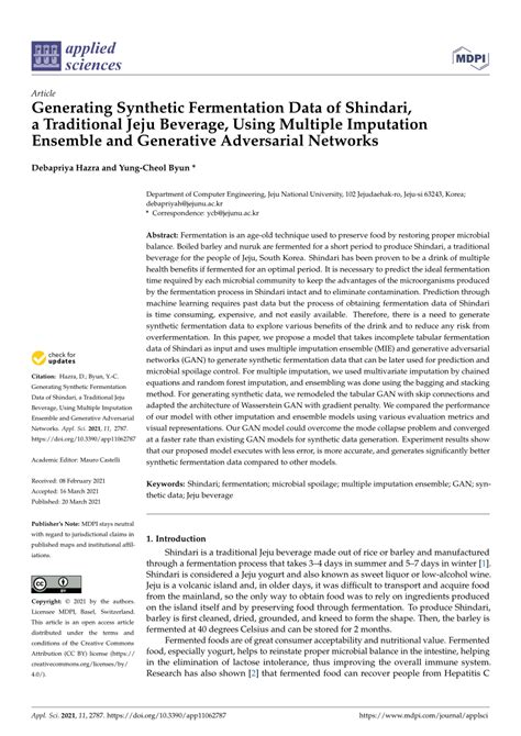 PDF Generating Synthetic Fermentation Data Of Shindari A Traditional