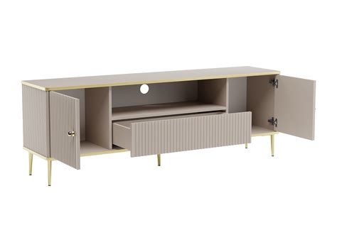 Tv Meubel Met 2 Deuren 1 Lade En 1 Nis Van Mdf En Staal Beige En