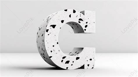 白い背景に黒のテラゾー パターン テクスチャを示す見事な 3 D レンダリングされた大文字 C 白文字 背景 黒 背景 文字c 背景