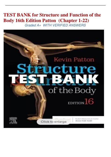 Test Bank For Structure And Function Of The Body 16th Edition Patton