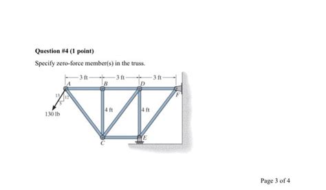 solved question 4 1 point specify zero force member s