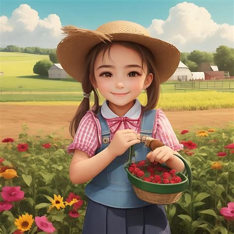 Premium Photo A Cute Girl In The Farm Ai