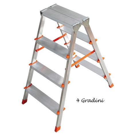 Facal Scala Doppia Alluminio Scaletta 4 Gradini Richiudibile Sgabello
