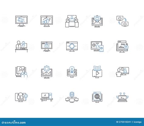 Robotics Engineering Line Icons Collection Automation Mechanics Mechatronics Sensors
