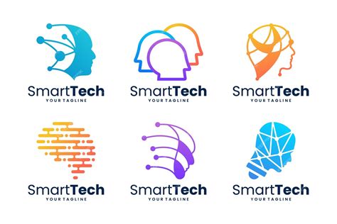 Premium Vector Set Of Artificial Intelligence Logo Design Smart Technology Digital Connection