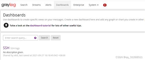 Graylog日志平台的基本使用 Ssh接入dashboards展示graylog Dashboard Csdn博客