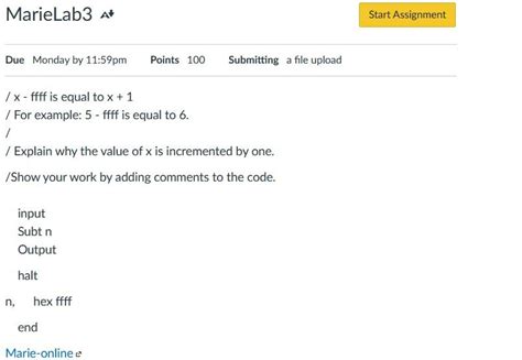 solved marielab3 a start assignment due monday by 11 59pm