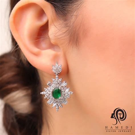 نیم ست نقره زنانه با نگین اووال رنگی مدل Ni R34 نقره حامدی
