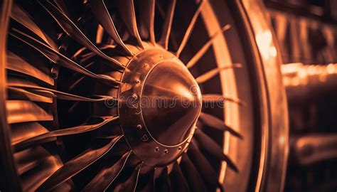 Spinning Propeller Shiny Chrome Fueling Luxury Airplane Generated By