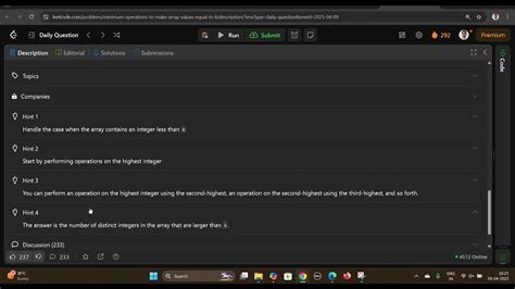 Minimum Operations To Make Array Values Equal To Kleetcode09 04 2025