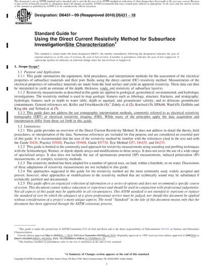 Astm D6431 18 Red Standard Guide For Using The Direct Current Resistivity Method For