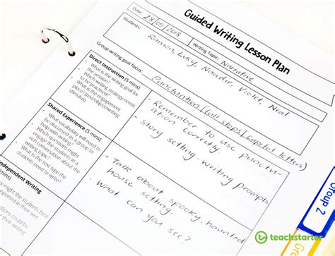 Guided Writing Lesson Plan Template Teach Starter