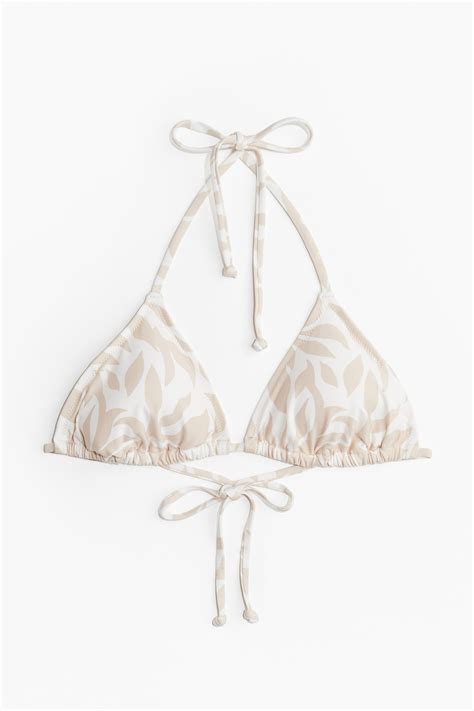 Padded Triangle Bikini Top Whitelight Beige Patterned Ladies Handm Us