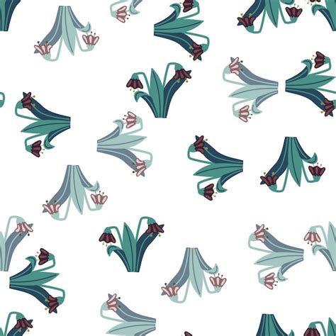 Premium Vector Bluebells And Leaves Seamless Pattern Lily Botanical