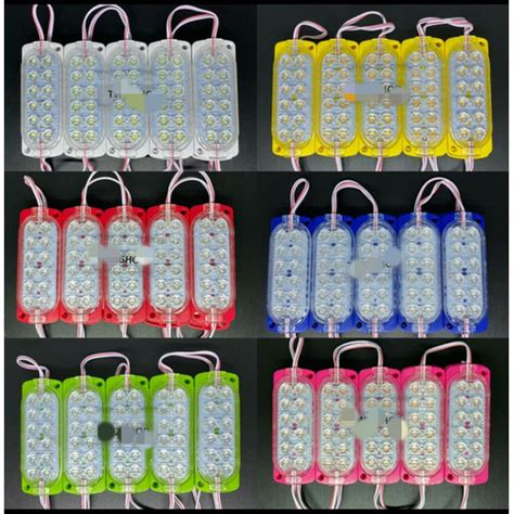 Jual Lampu LED Module 12 Mata 24 Volt 12 Volt Modul 12 Mata DC 24V 12V Biru 12 VOLT Kab