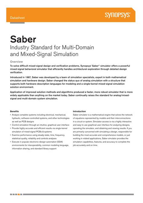 Pdf Solid E Datasheet Synopsys · Pdf Filedatasheet Overview To