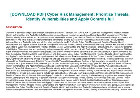 Ppt Download Pdf Cyber Risk Management Prioritize Threats