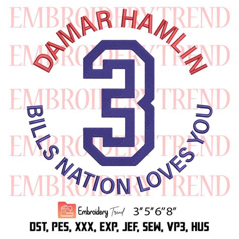 Damar Hamlin 3 Bills Nation Loves You Embroidery Buffalo Bills