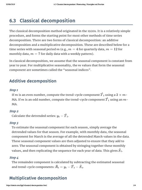 Classical Decomposition Forecasting Principles And Practice Pdf